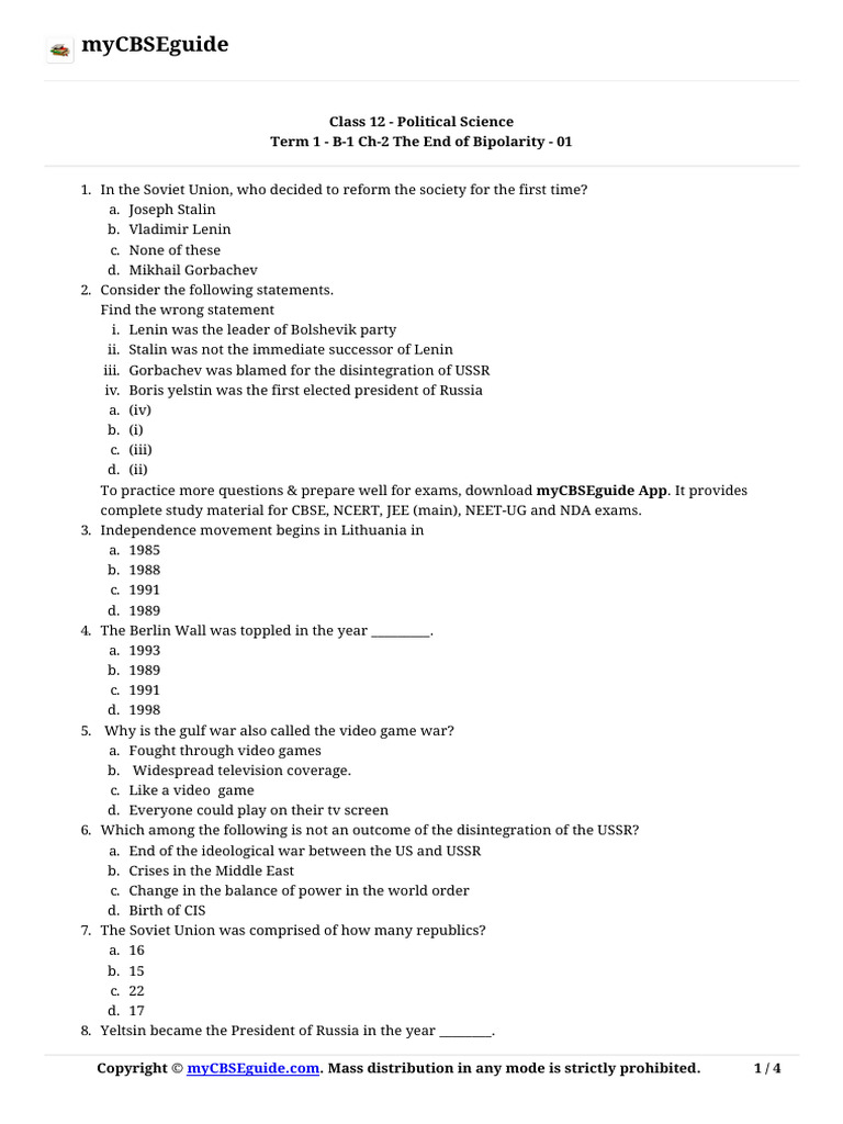 12 Polsci b1 ch2 tp1 | PDF | Soviet Union | World Politics