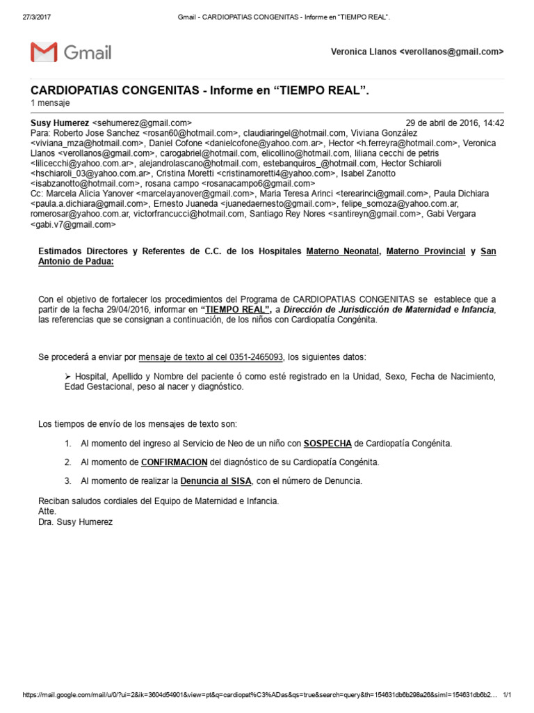 Informe en Tiempo Real de Cardiopatías | PDF
