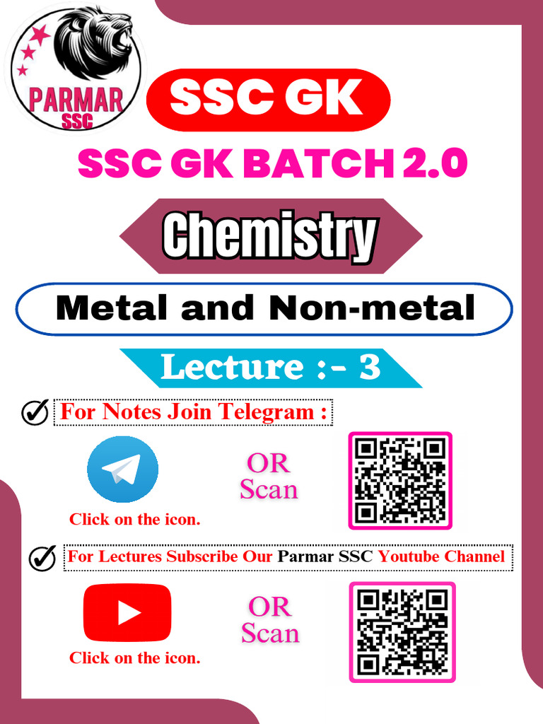Chemistry by Parmar SSC Lecture-3 (ENGLISH) | PDF | Metals | Chemical ...