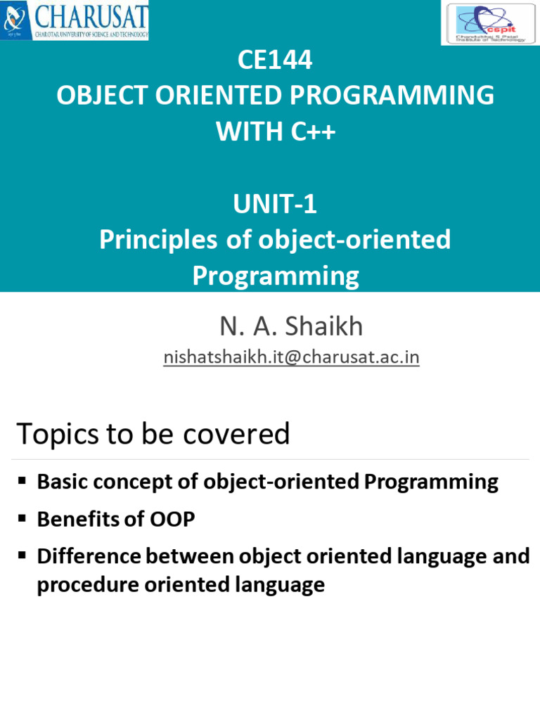 Ce144 Oopc Full (Cspit) | PDF | Object Oriented Programming | Pointer (Computer Programming)