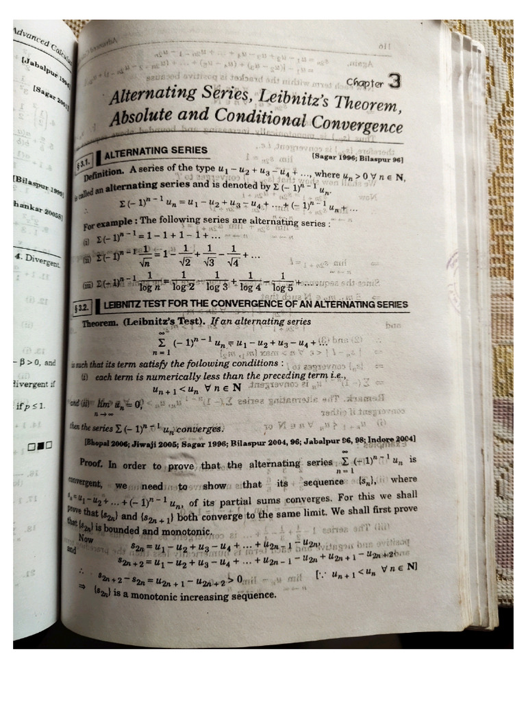 Alternating Series, Leibnitz's Theorem, Absolute and Conditional ...