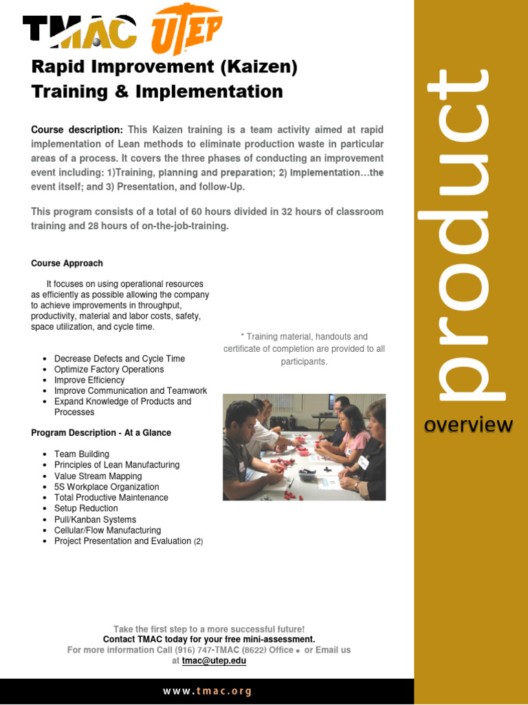 Rapid Improvement Kaizen Training and Implementation Tmac PDN | PDF | Lean Manufacturing ...