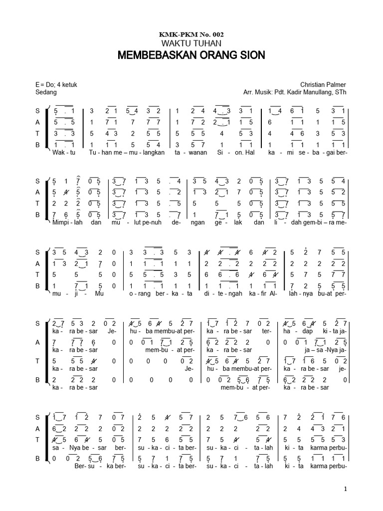 02 Waktu Tuhan Membebaskan Orang Sion - SATB | PDF