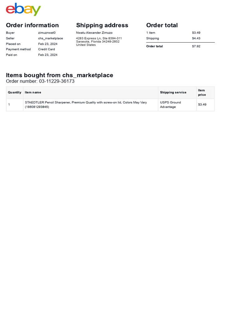 Order details _ eBay | PDF
