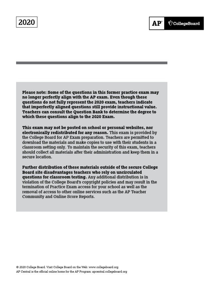 AP Physics 1 Algebra-Based Exam Guide | PDF | Advanced Placement ...