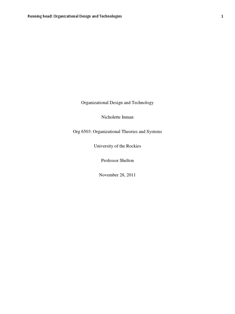 Organizational Design and Technology | PDF | Interdependence ...