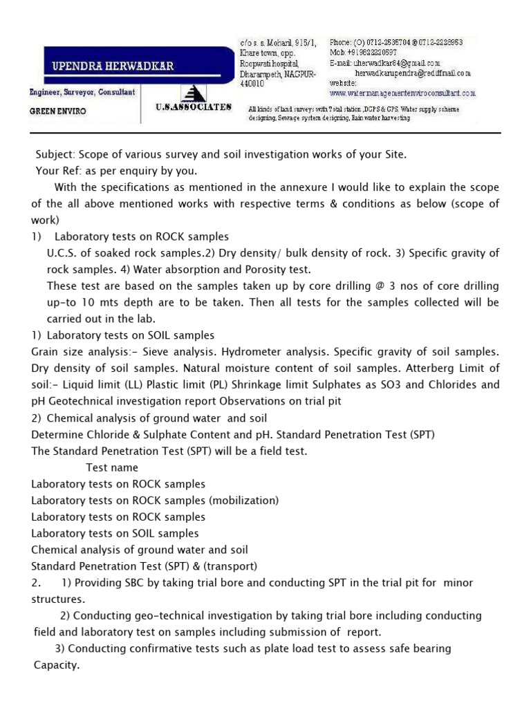 Soil and Rock Investigation Scope Report | PDF | Geotechnical ...