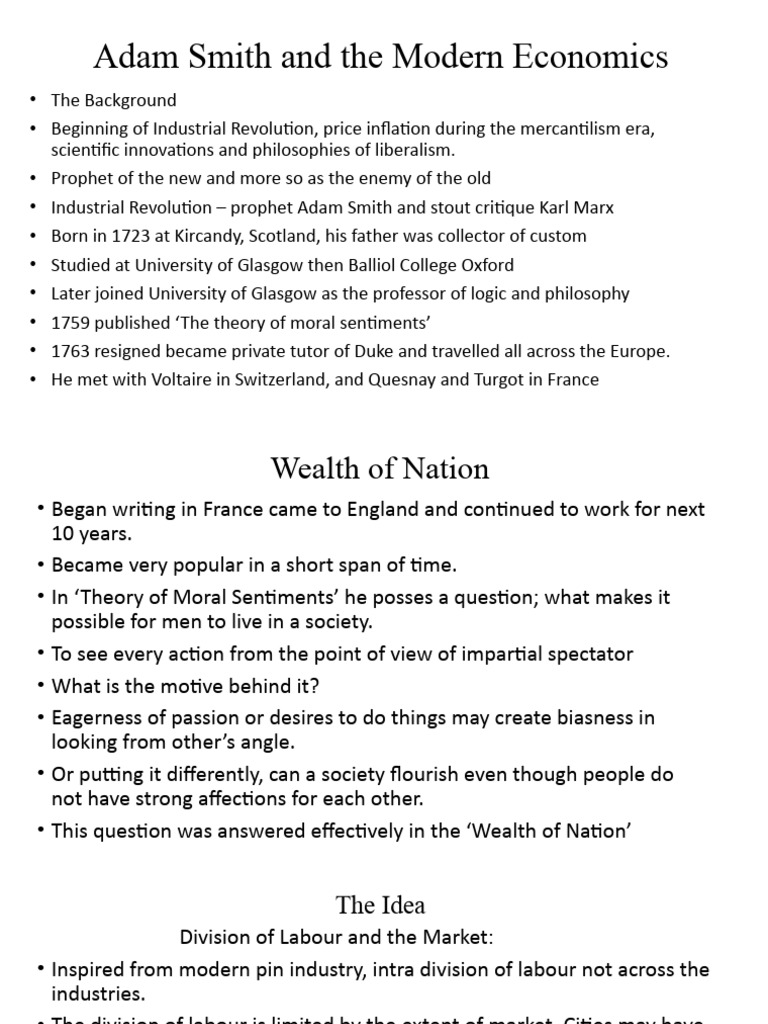 4.adam Smith and The Modern Economics | PDF | Labour Economics | Value ...
