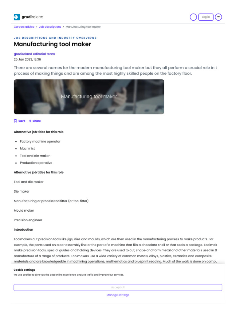 Manufacturing tool maker | PDF | Machinist | Engineering