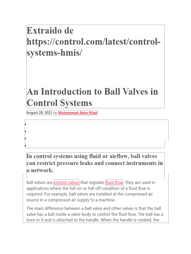 An Introduction To Ball Valves in Control Systems | PDF | Valve | Fuzzy Logic