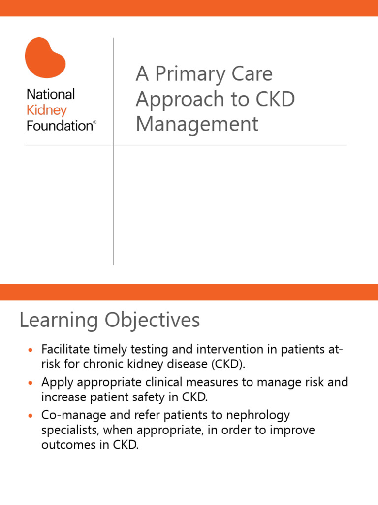 A Primary Care Approach To CKD Management | PDF | Chronic Kidney ...
