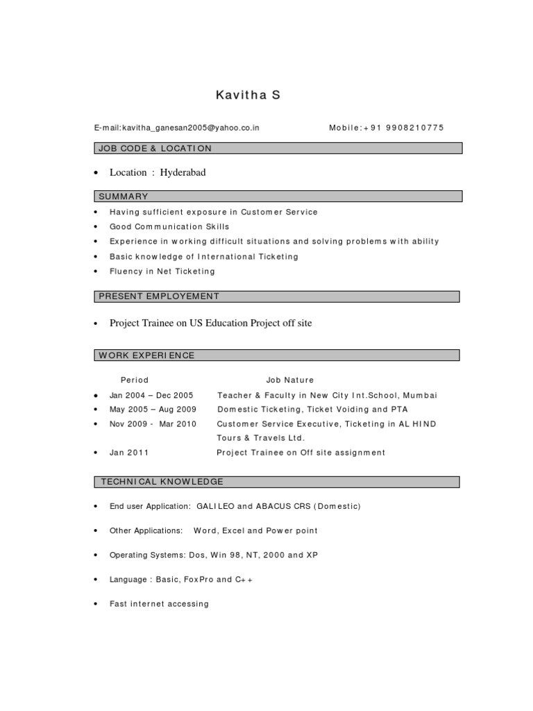 Resume Kavitha | PDF
