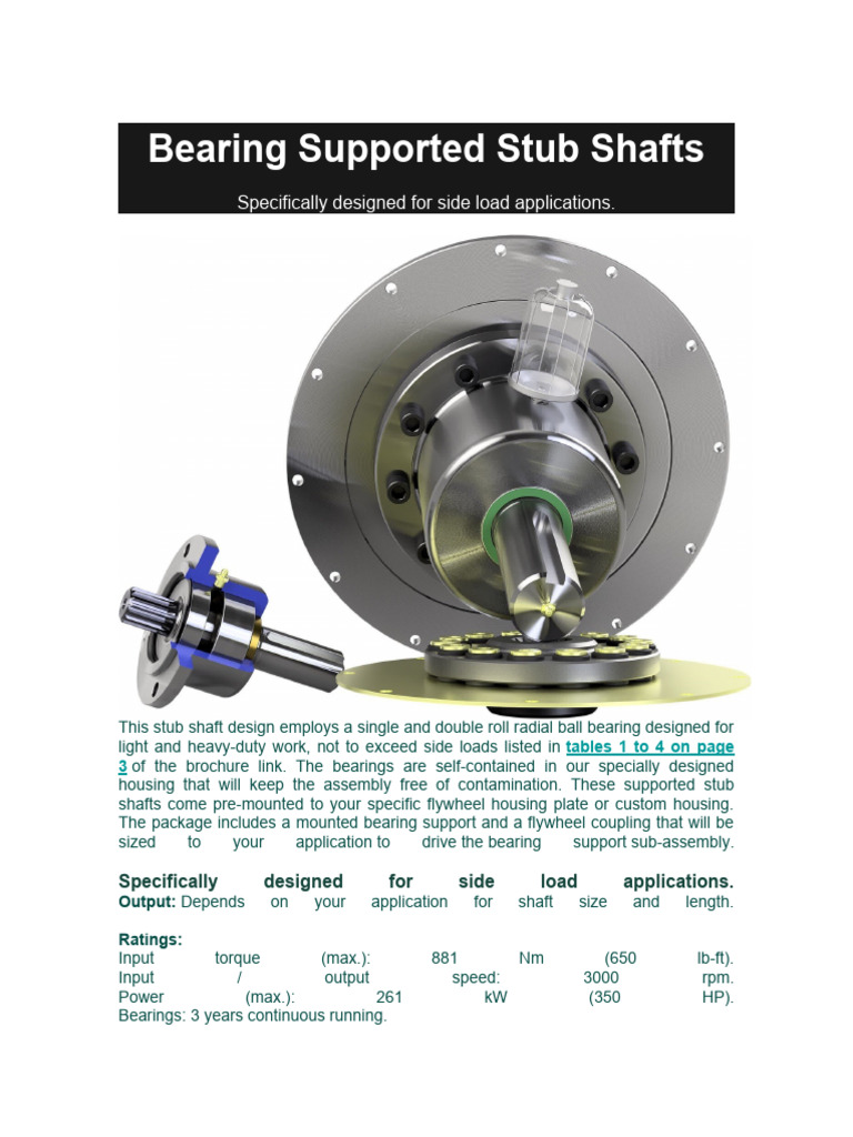 Bearing Supported Stub Shafts | PDF | Bearing (Mechanical) | Rotating ...