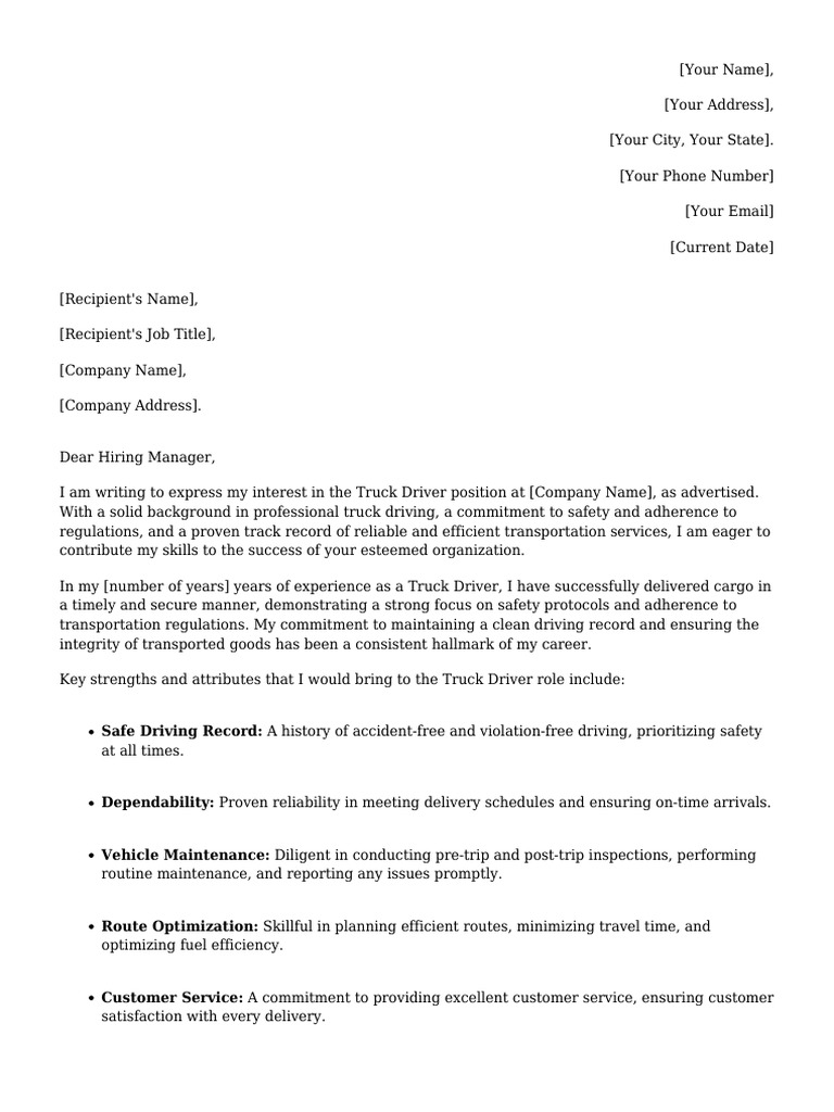 Truck Driver Application Letter Sample | PDF | Truck Driver | Transport