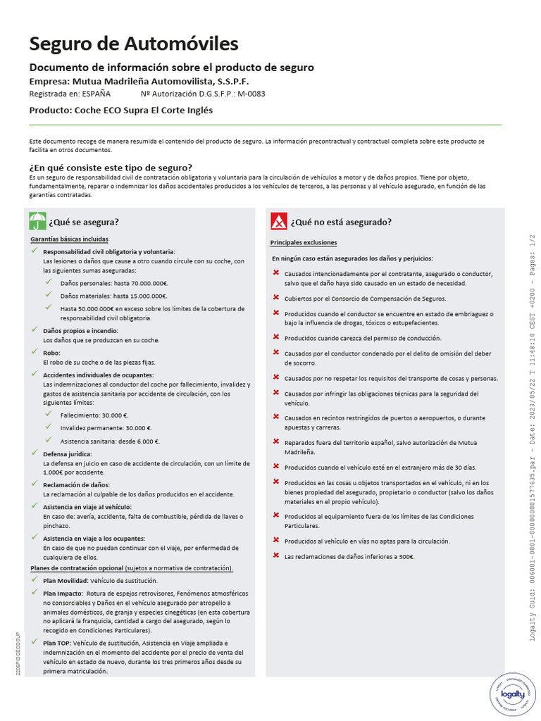 0003#01#p#0010097152#0001#cp#apol#0001 1 0010097152 Pid | PDF | Seguro | Daños y perjuicios