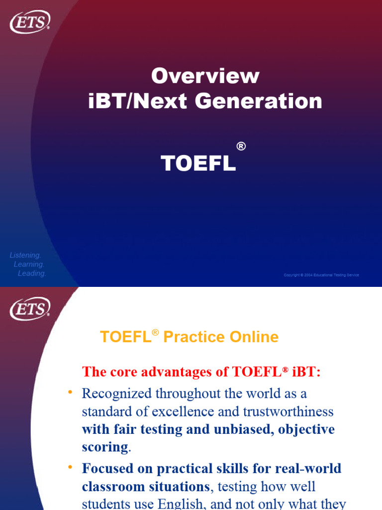 Ibt - Toefl - Overview FINAL | PDF | Test Of English As A Foreign ...