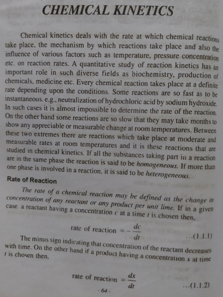 Chemical Kinetics | PDF | Chemical Reactions | Chemical Kinetics