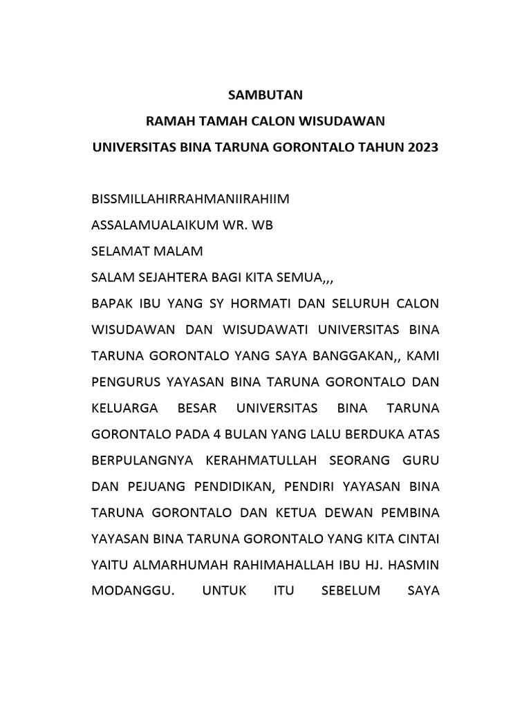 Sambutan RAMAH TAMAH | PDF | Ilmu Sosial