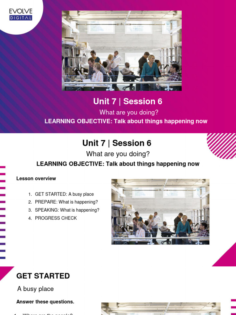Unit 7 - Session 6: What Are You Doing? | PDF