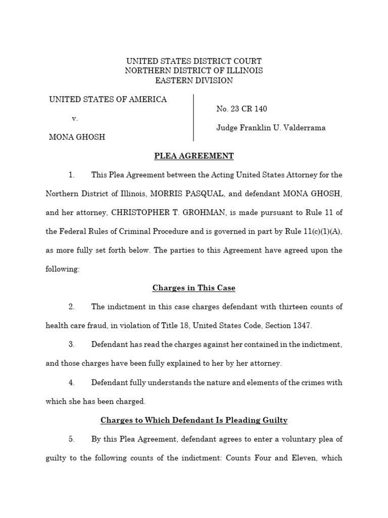 Ghosh Plea Agreement | PDF | United States Federal Sentencing ...