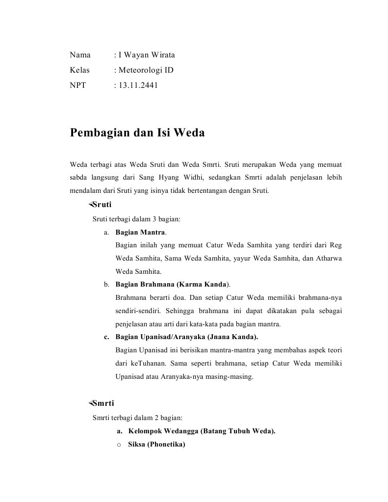 Pembagian Dan Isi Weda | PDF