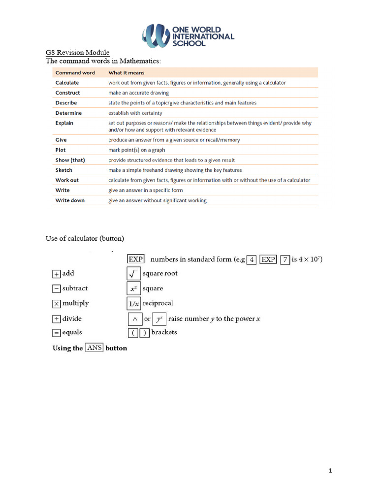 G8 Revision Maths Module T1 To T3 | PDF | Area | Sphere