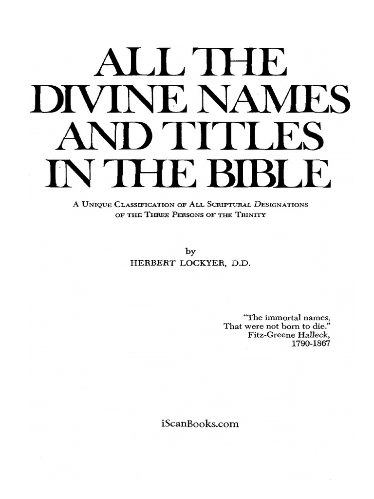 Herbert Lockyer - All The Divine Names and Titles in The Bible | PDF