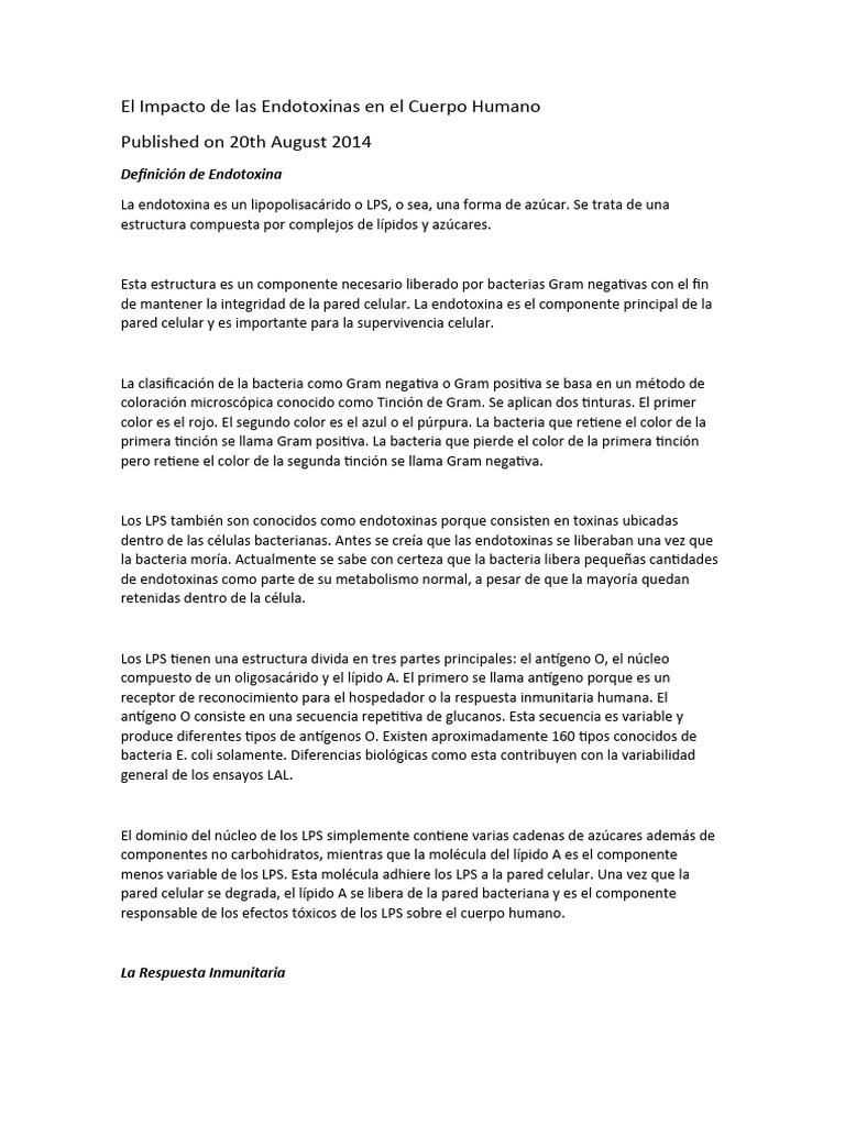Endotoxinas y fiebre | Descargar gratis PDF | Lipopolisacárido ...