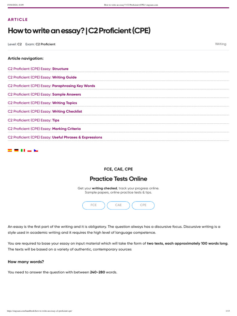 How To Write An Essay - C2 Proficient (CPE) | PDF | Capital Punishment ...