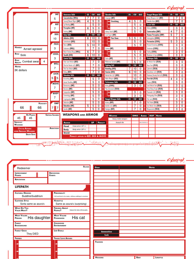 RTG CPR CharacterSheet Fillable - 3 | PDF