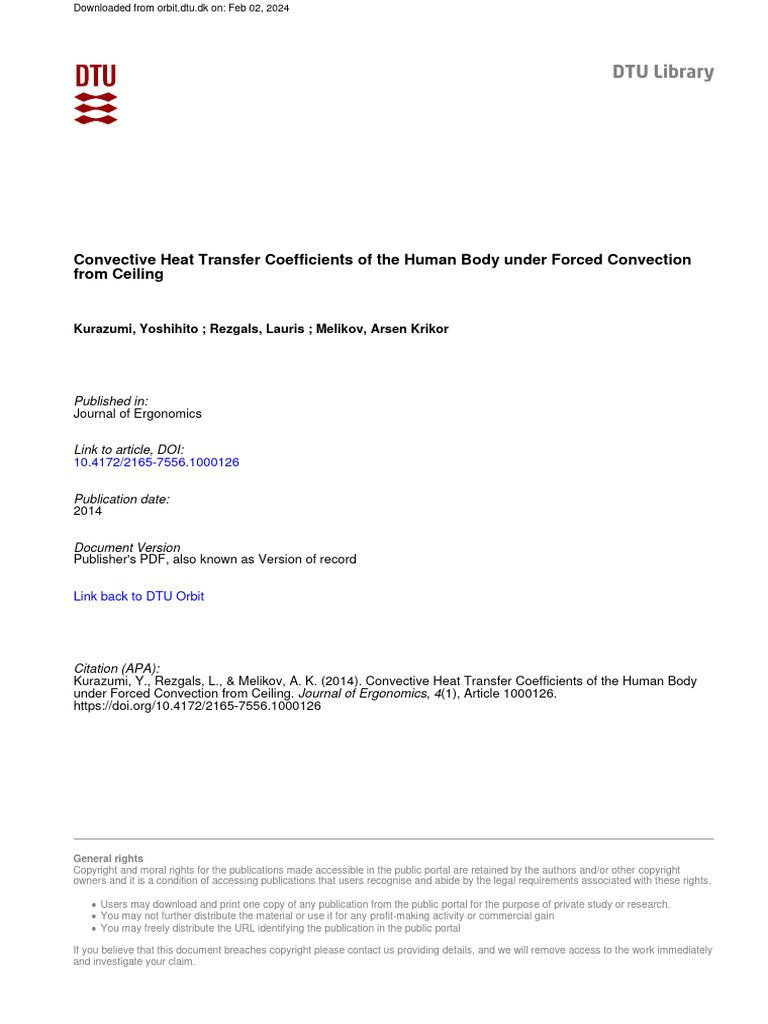 Convective Heat Transfer Coefficients | PDF | Heat Transfer | Temperature