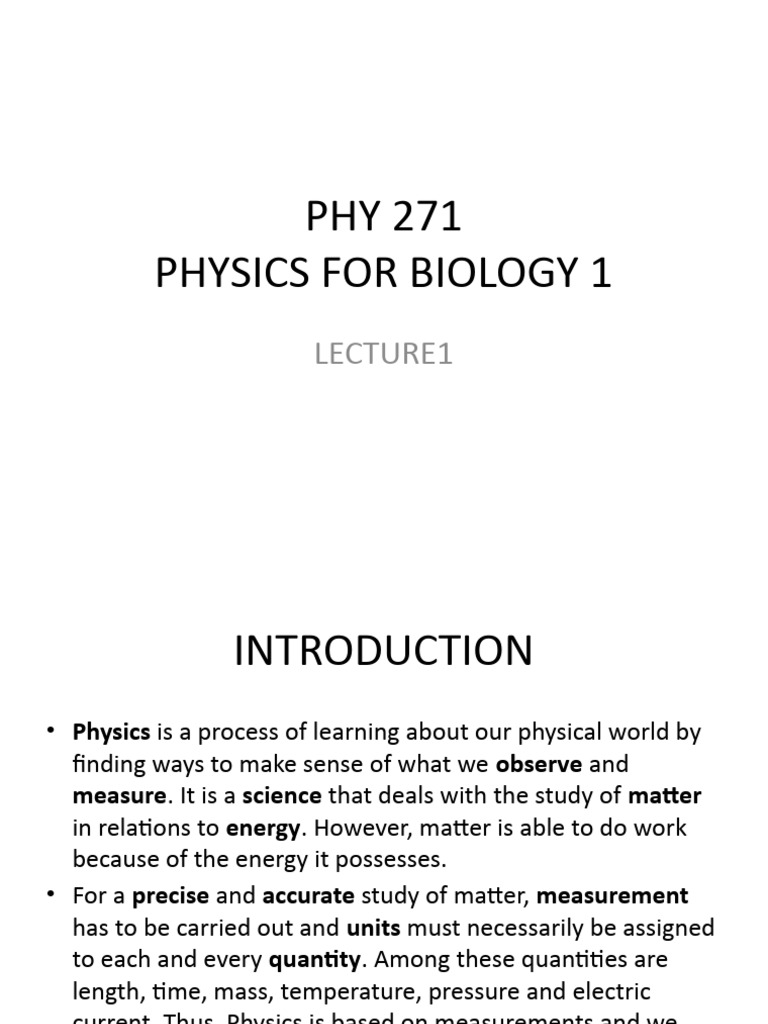 PHY 271 Power Point Lecture 1 | PDF | Momentum | Velocity