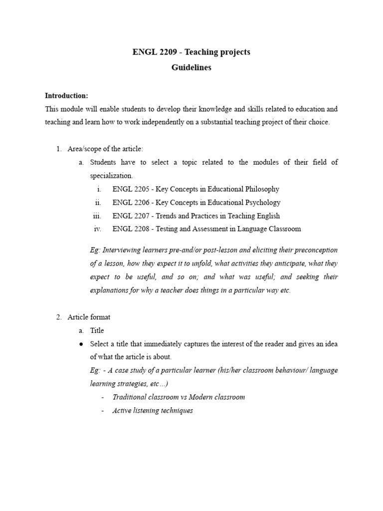 Teaching projects_Guidelines | Download Free PDF | Learning | Cognition