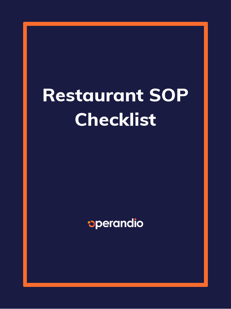 Restaurant SOP Checklist | PDF | Tableware | Refrigerator