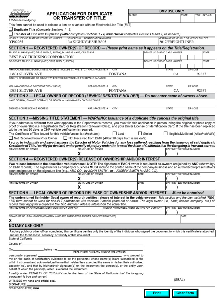 Title Transfer Form - John Choi | PDF | Department Of Motor Vehicles ...