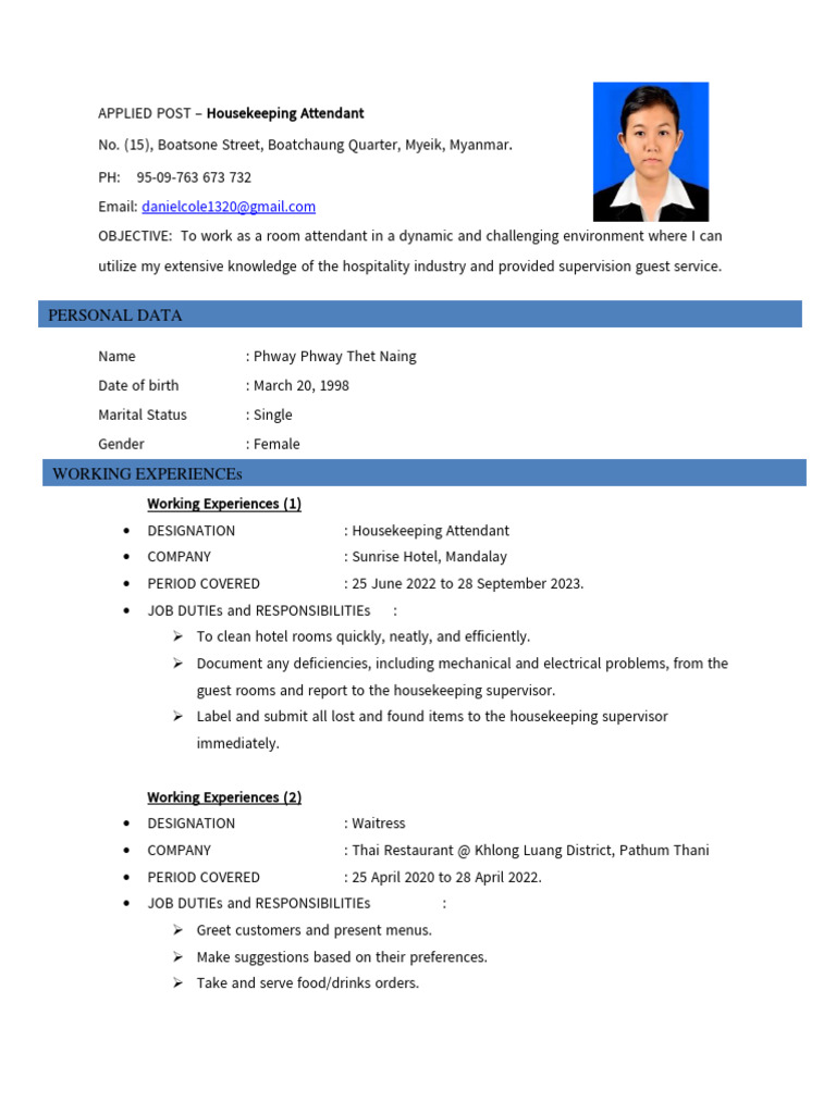 CV For Phway Phway Thet Naing | PDF