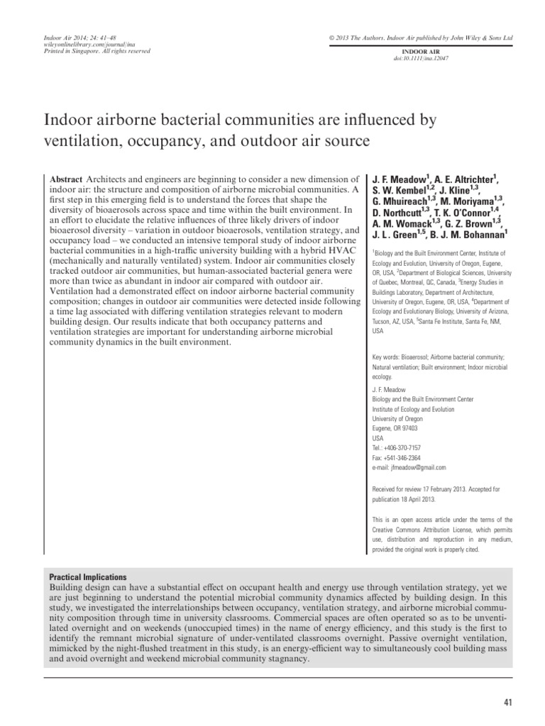 Indoor Airborne Bacteria Influences | PDF | Dna Sequencing ...
