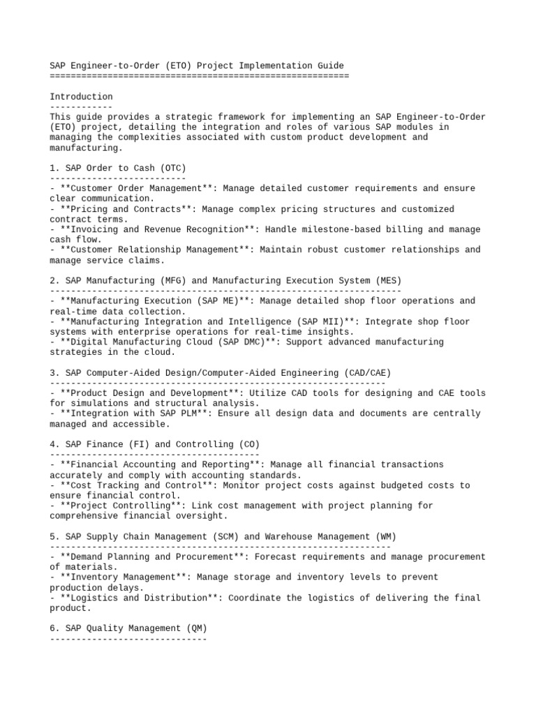 SAP ETO Project Implementation Guide | PDF | Supply Chain Management | Logistics
