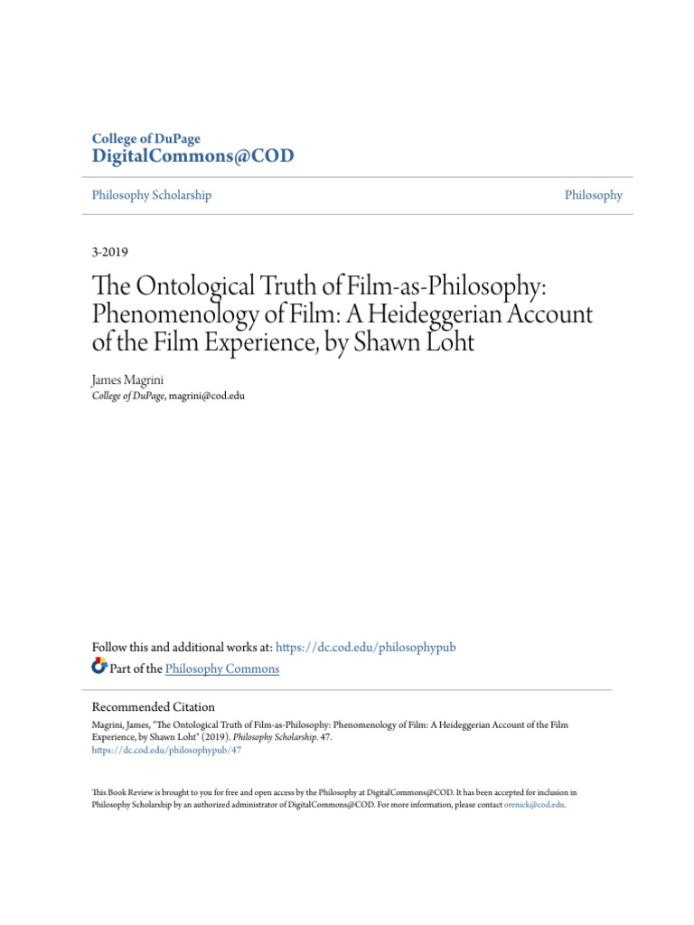 Ontological Truth in Film Philosophy | PDF | Martin Heidegger | Phenomenology (Philosophy)