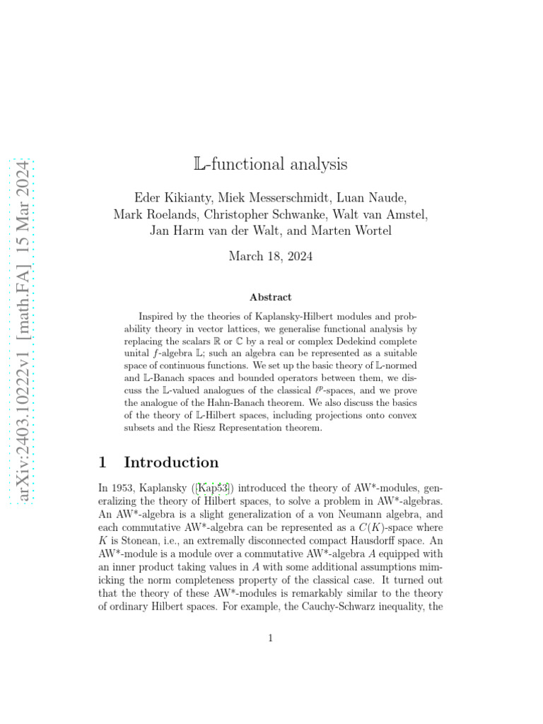 2403.10222v1 Functional | PDF | Hilbert Space | Banach Space