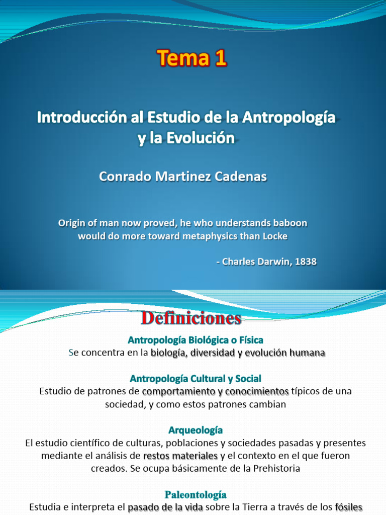 Tema 1 - Introduccion Antropologia Evolucion | PDF | Evolución | Humano