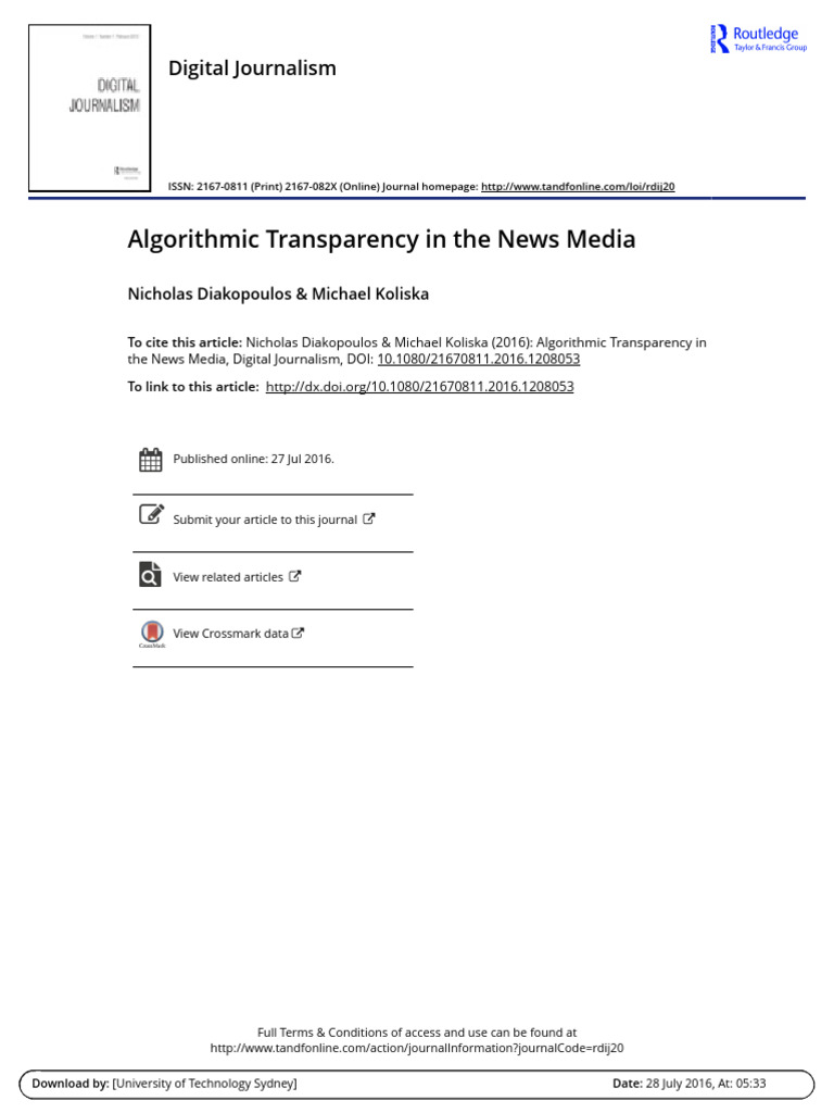 Di Ako Poulos 2016 | PDF | Transparency (Behavior) | Journalism