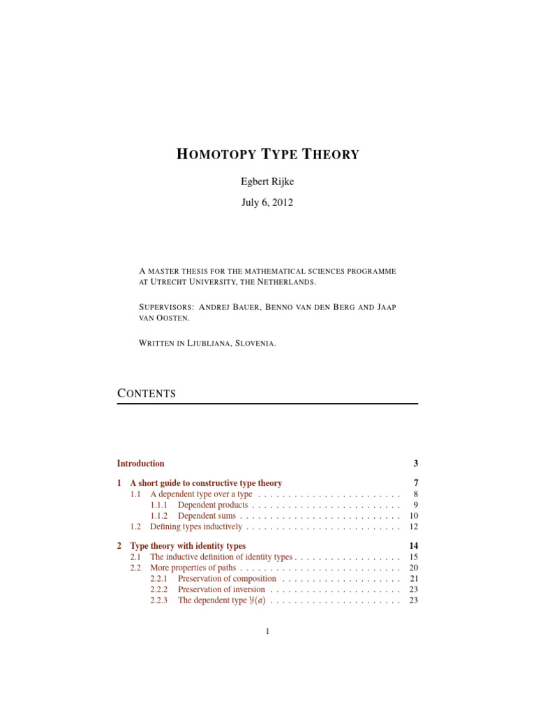 (Master Thesis at Utrecht University (Revised) ) Egbert Rijke - Homotopy Type Theory (2012 ...