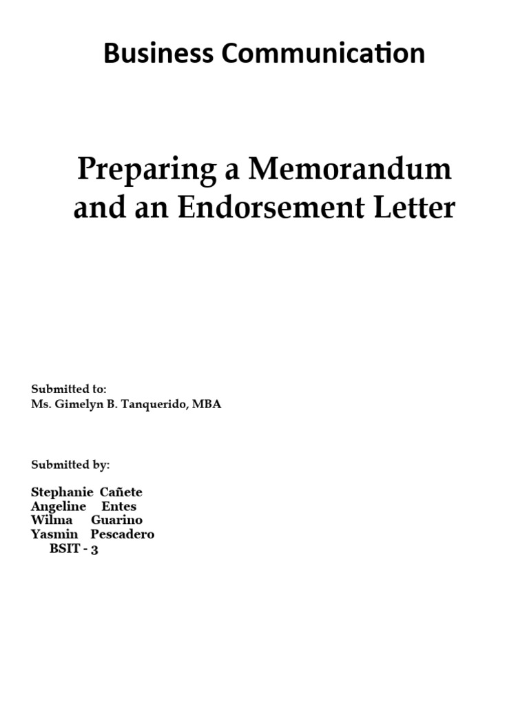 Memorandum and Endorsement Guide | PDF | Memorandum | Paragraph