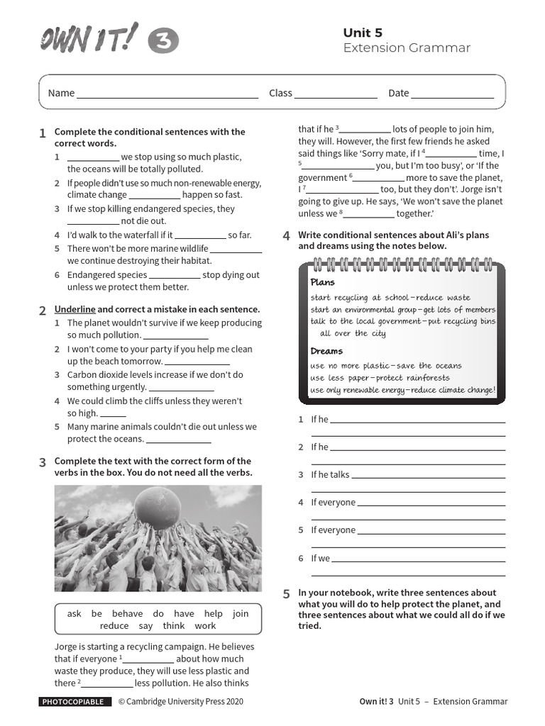 Extension Grammar Unit5 Without Answers | PDF | Oceans | Pollution