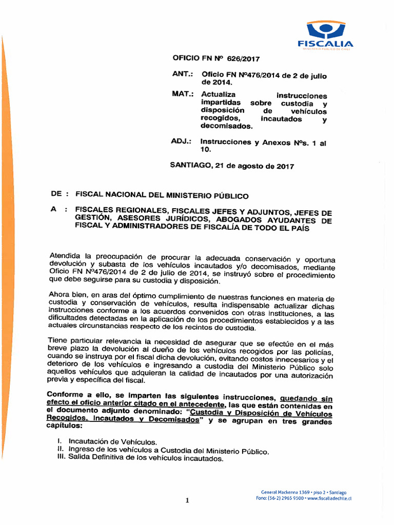 Oficio 626 2017 | PDF