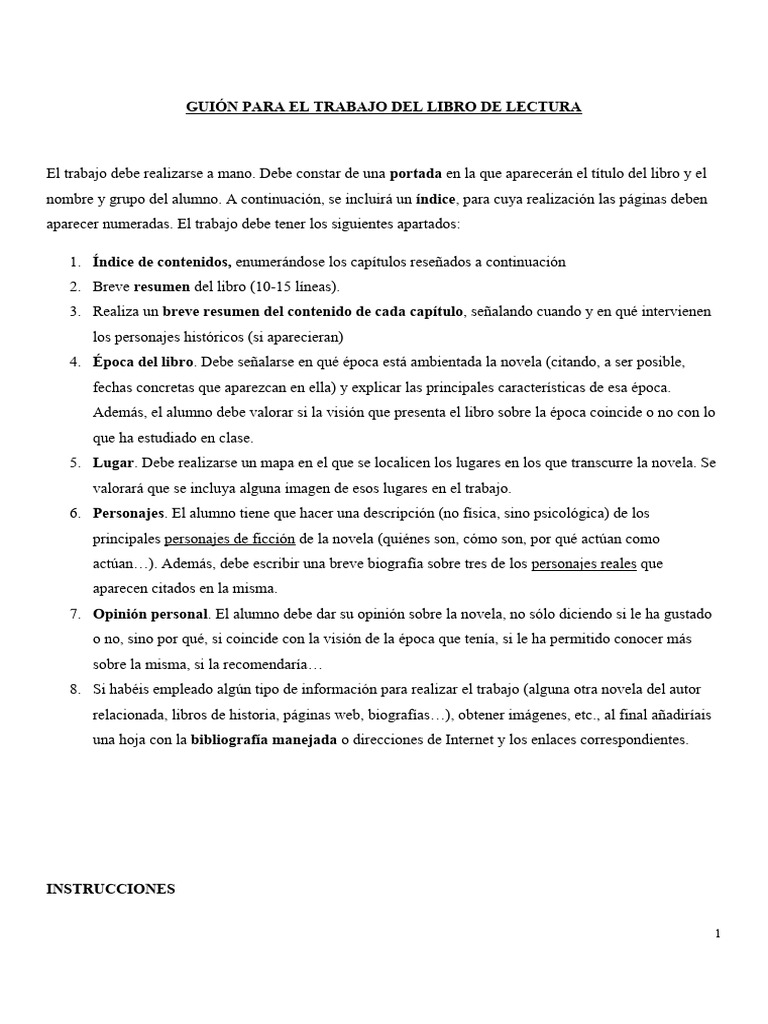 Guioì N para El Trabajo Del Libro de Lectura | PDF | Novelas | Libros