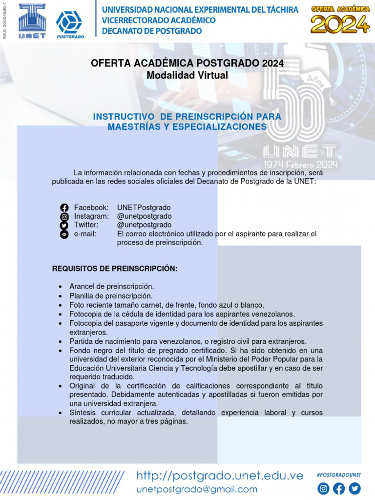 Oferta Académica Postgrado 2024 | PDF | Documento de identidad