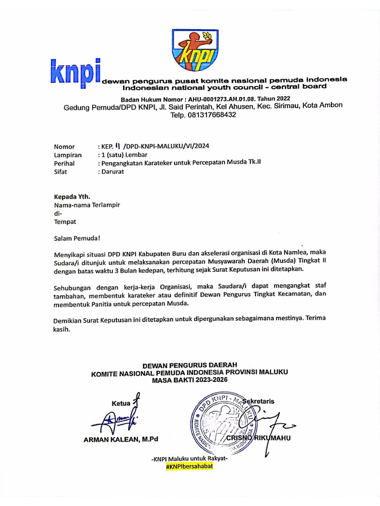 SK Karateker Buru 2024 TTD Cap | PDF