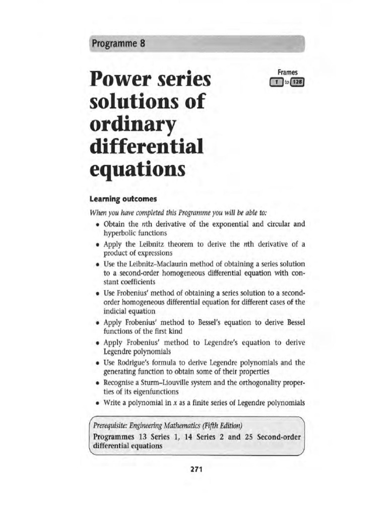 EEE 331 - Power Series Solution of Ordinary Differential Equation | PDF